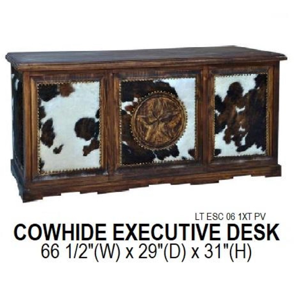 Cowhide Executive Desk – Rustic Furniture Saving Place